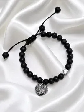 Handmade | Jewelry | Black Jet Stone Heart Bracelet Adjustable Handmade ...